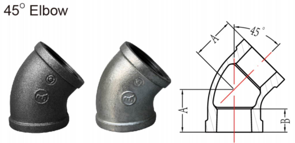 Iron Pipe Fittings 45 Degree Elbow Fig.120 - Jianzhi Pipe Fittings